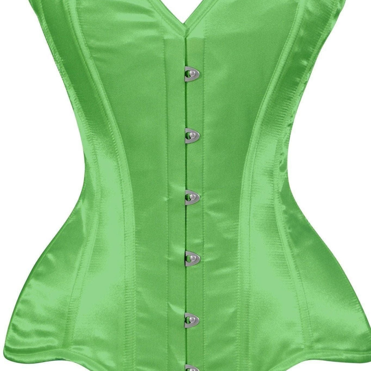 Daisy Green Satin Overbust Corset Sweetheart Neckline Busk Closure ...