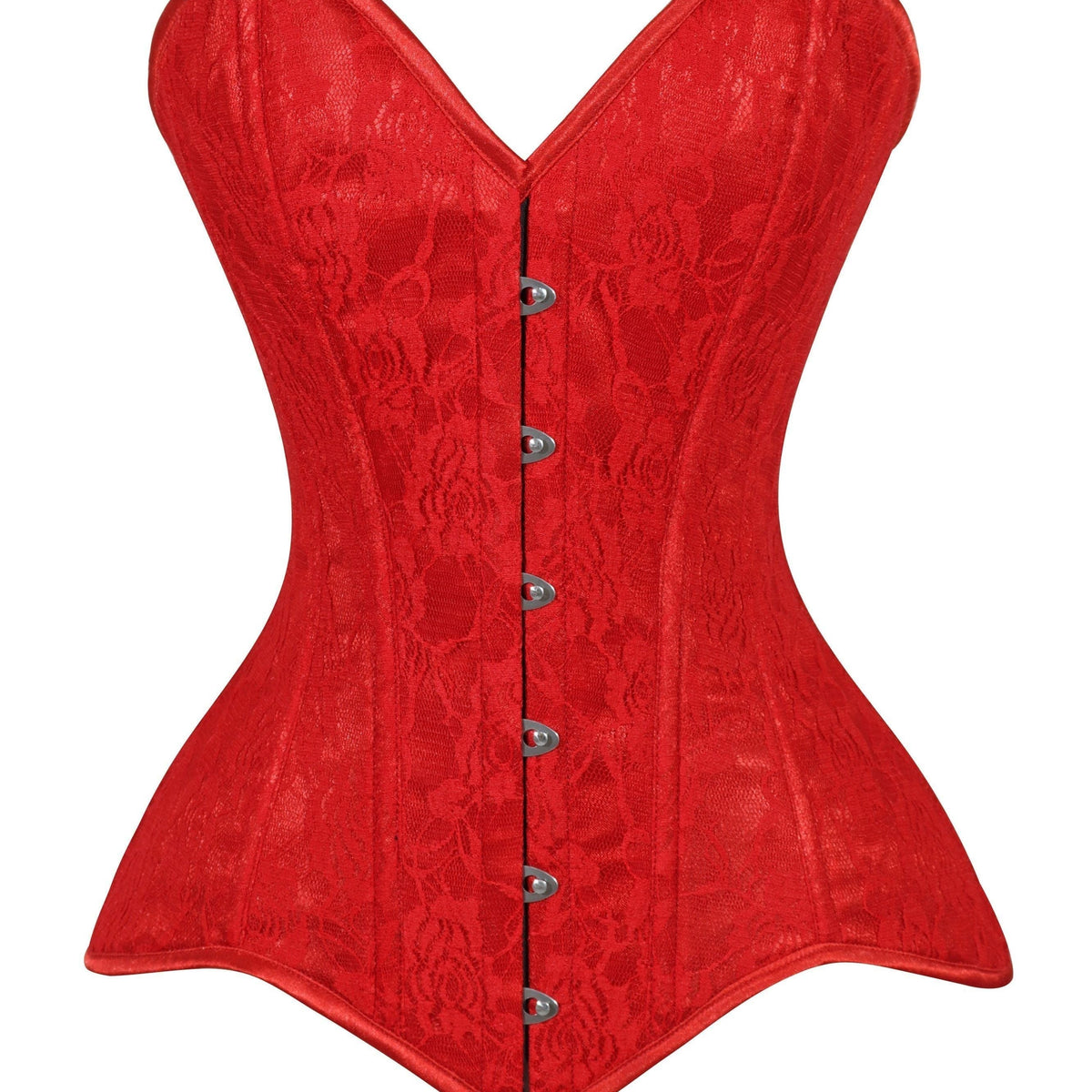 Daisy Red Lace Overbust Corset Sweetheart Neckline Busk Closure ...